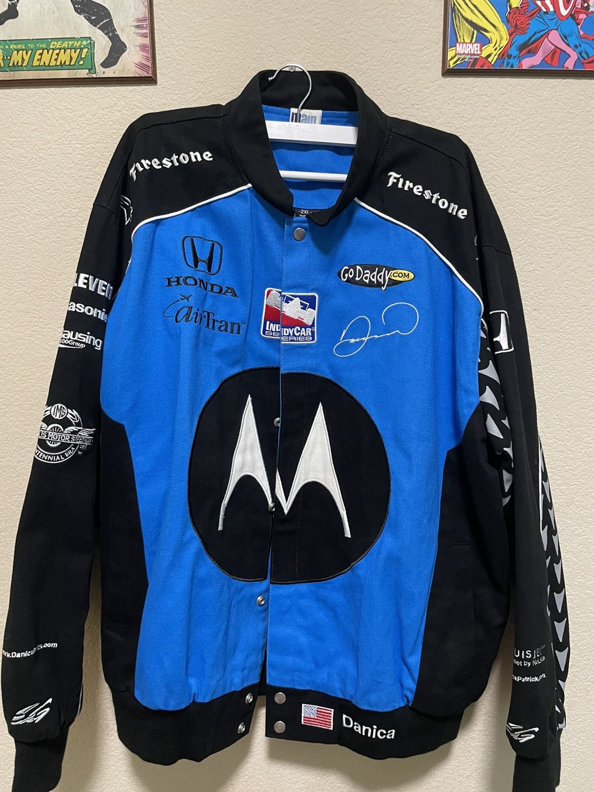 NASCAR × Vintage Honda x Motorola racing varsity denim jacket | Grailed
