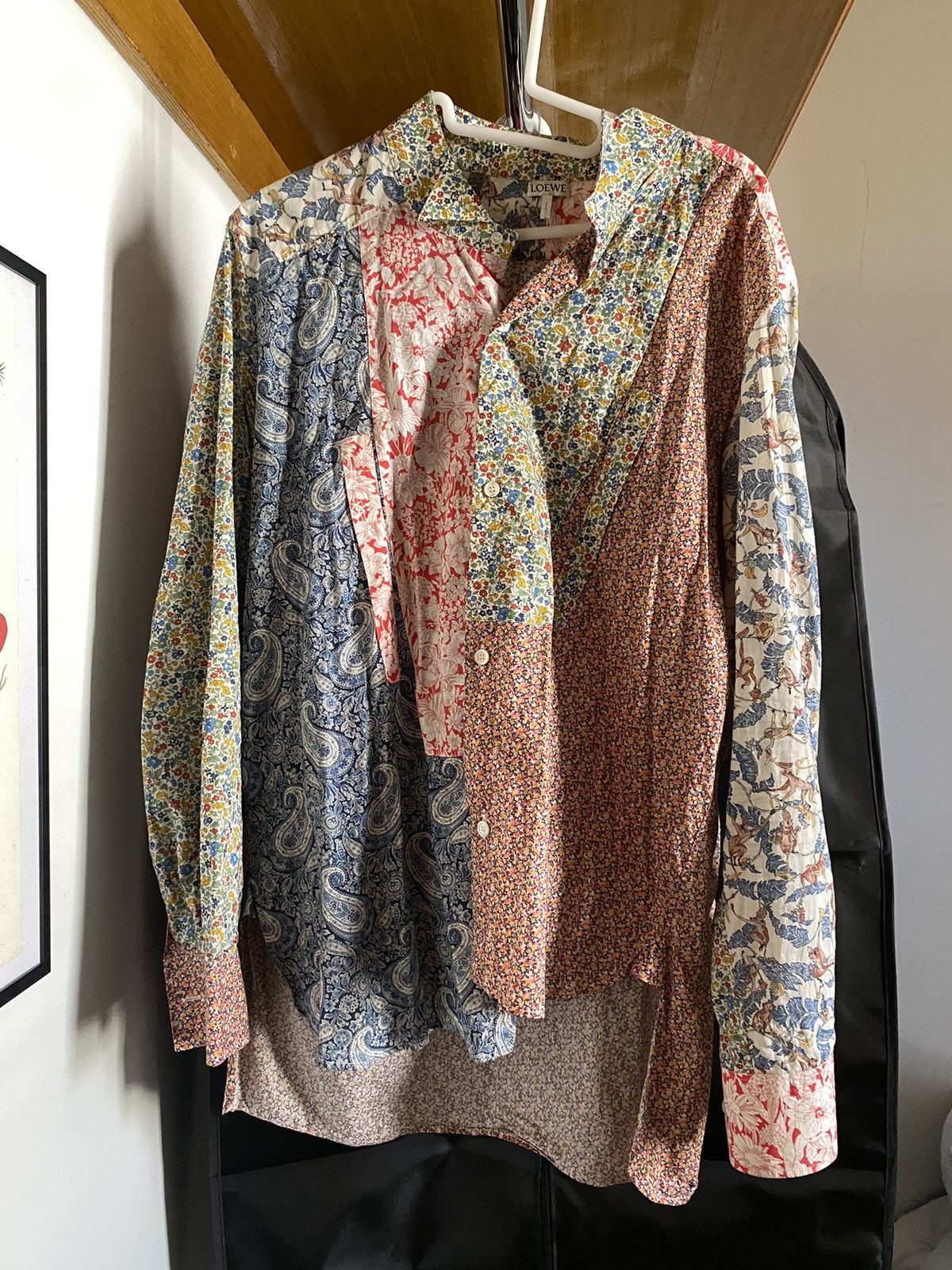 Loewe Loewe asymmetrical patchwork button up | Grailed