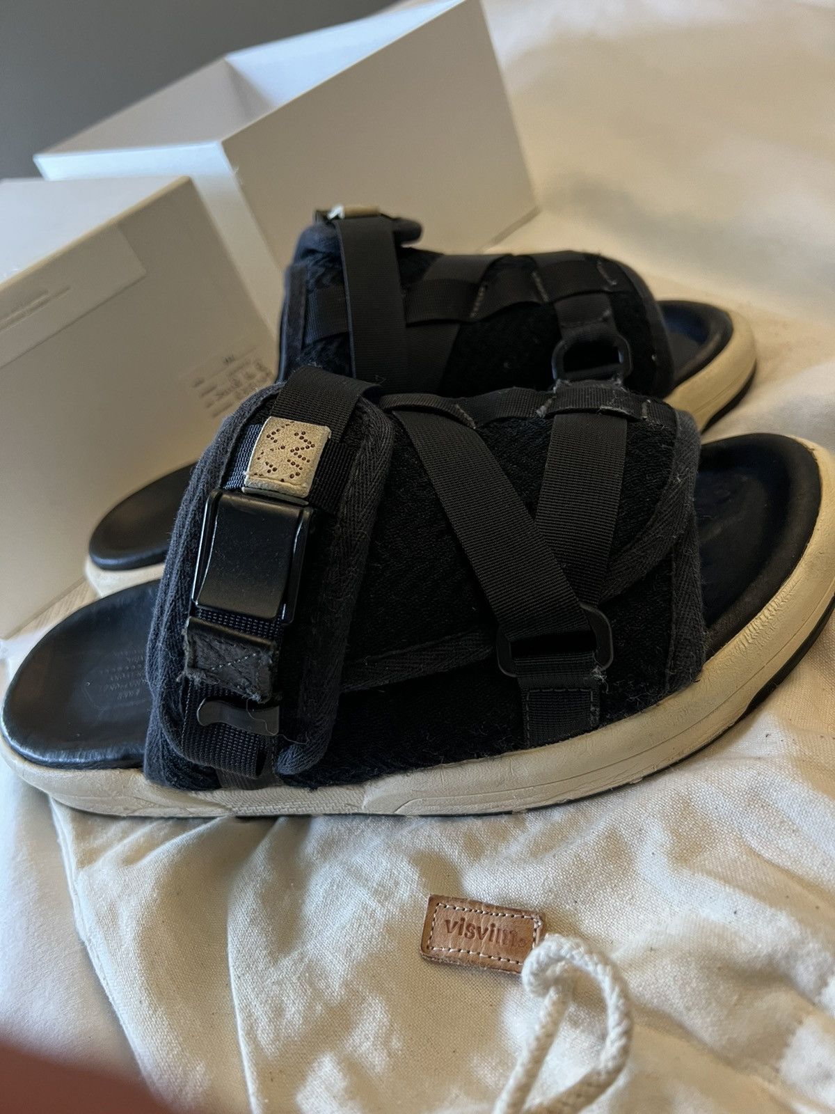 Visvim Visvim Christo Sandals Black & Cream | Grailed