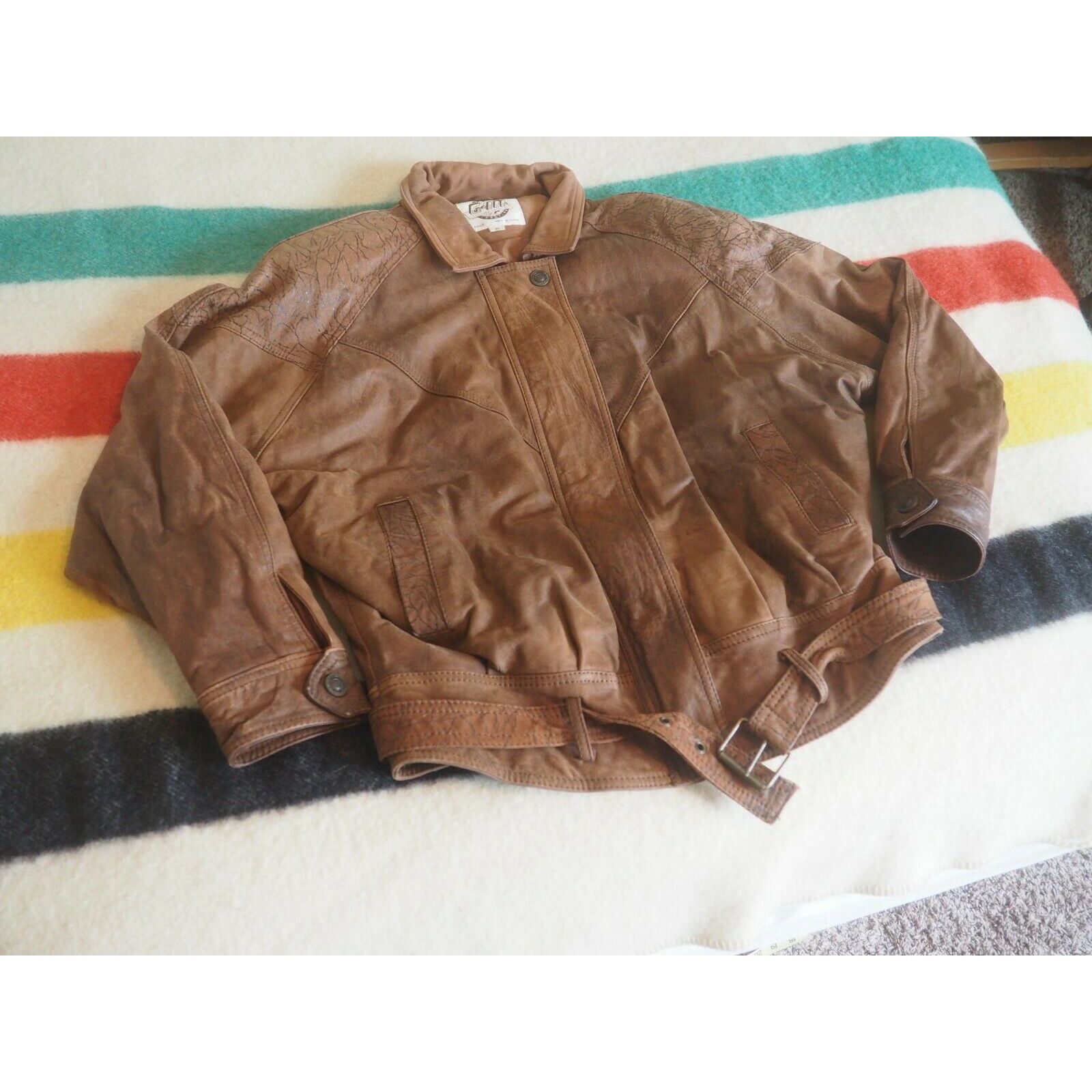 Vintage VTG 80s Global Identity G-III Brown Leather Belted Jacket Coat ...