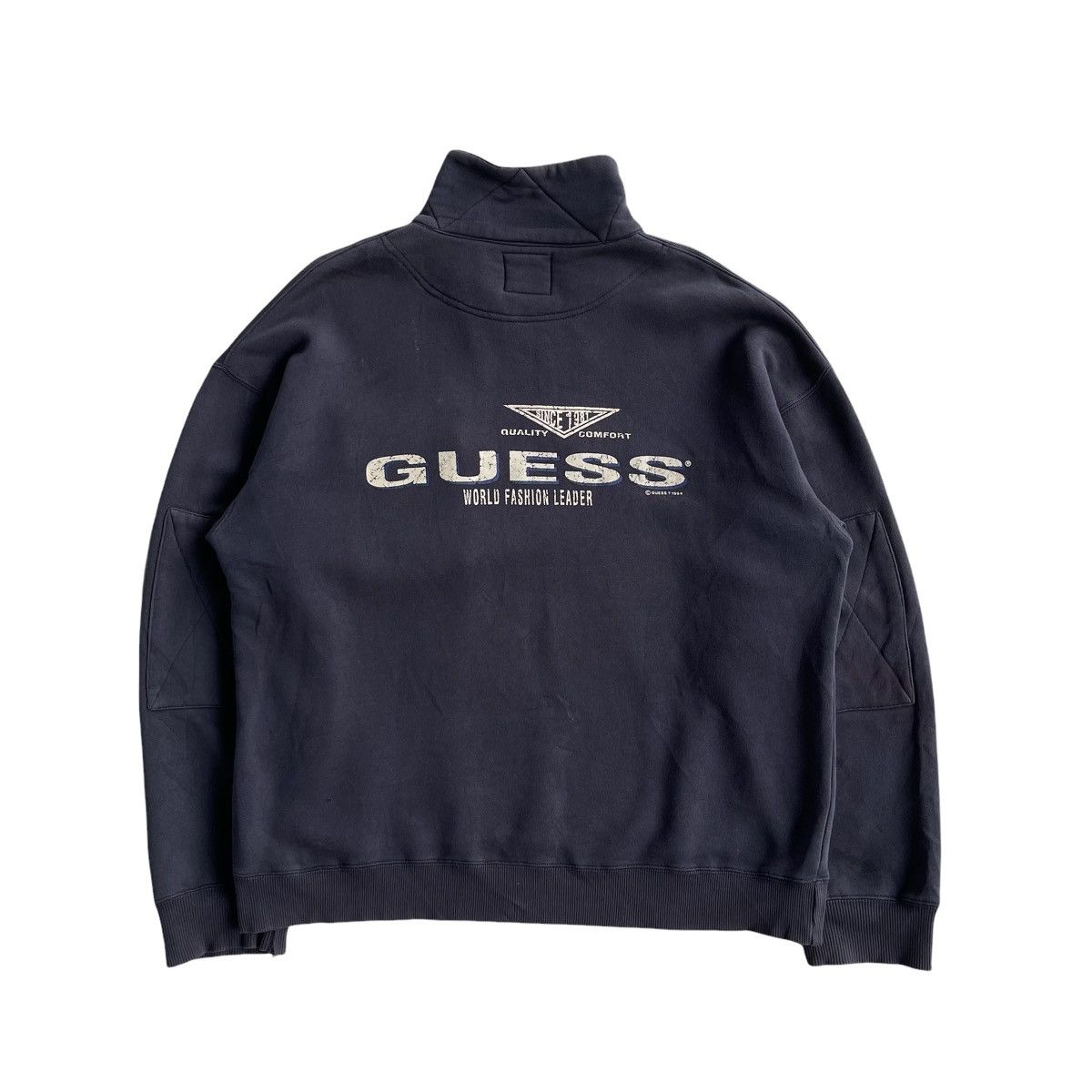 Guess × Vintage 1994s Guess Oversize Faded Half Zip Sweater | Grailed