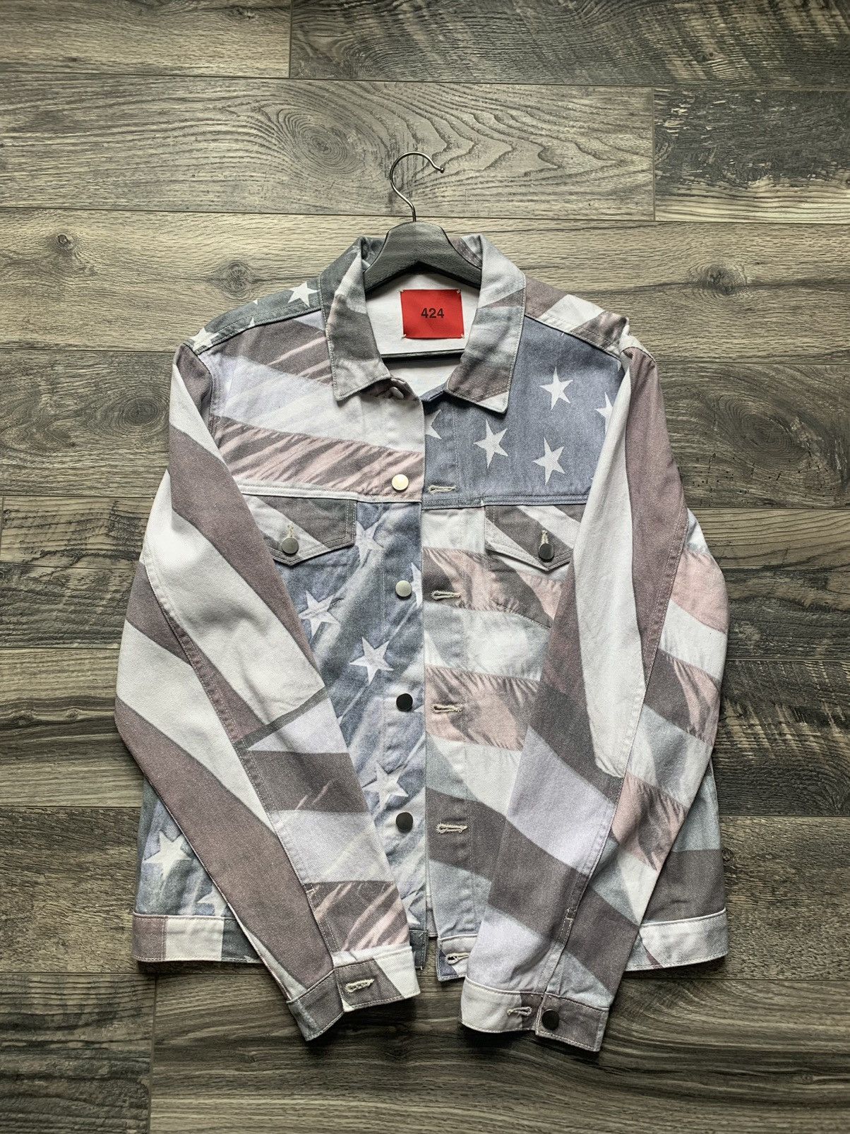 424 424 American Flag Denim Jacket | Grailed