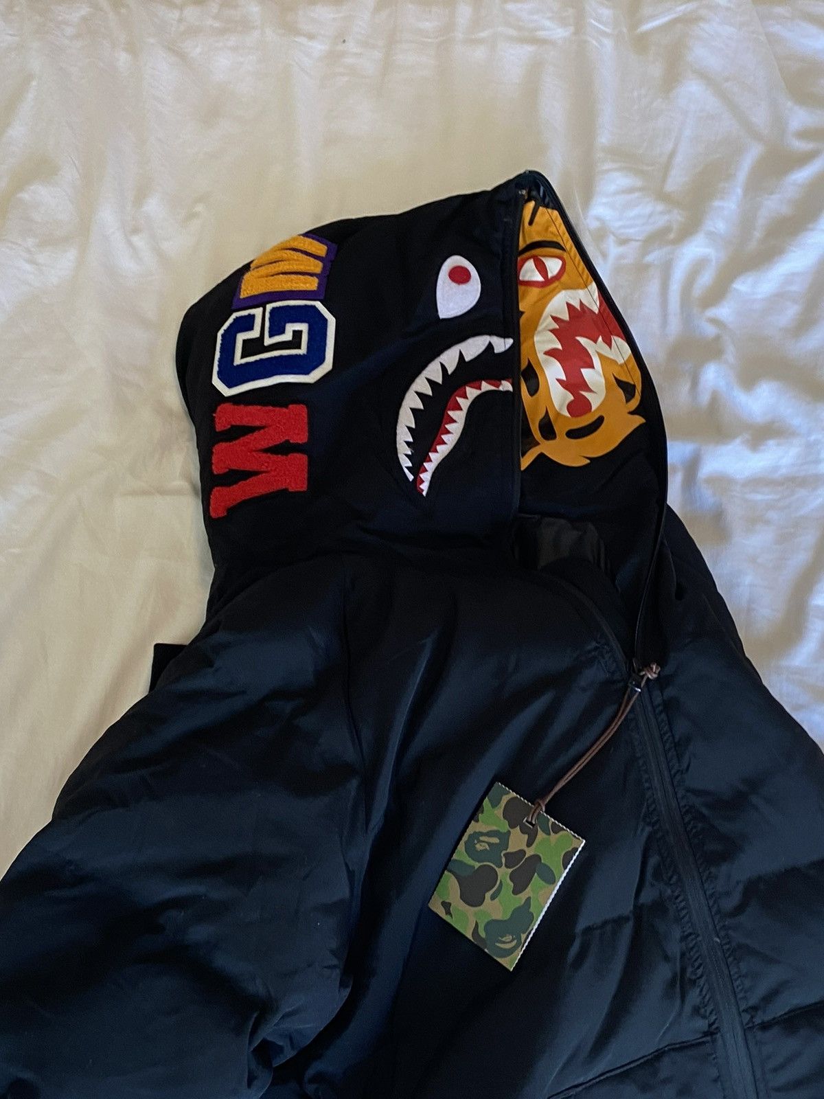 Bape Bape Shark Inside Tiger Hoodie Down Jacket | Grailed