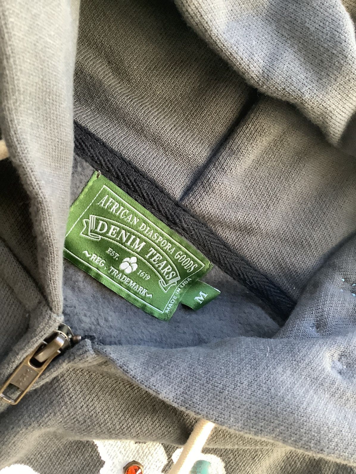 DENIM TEARS Denim tears vintage wash rhinestone zip up hoodie | Grailed