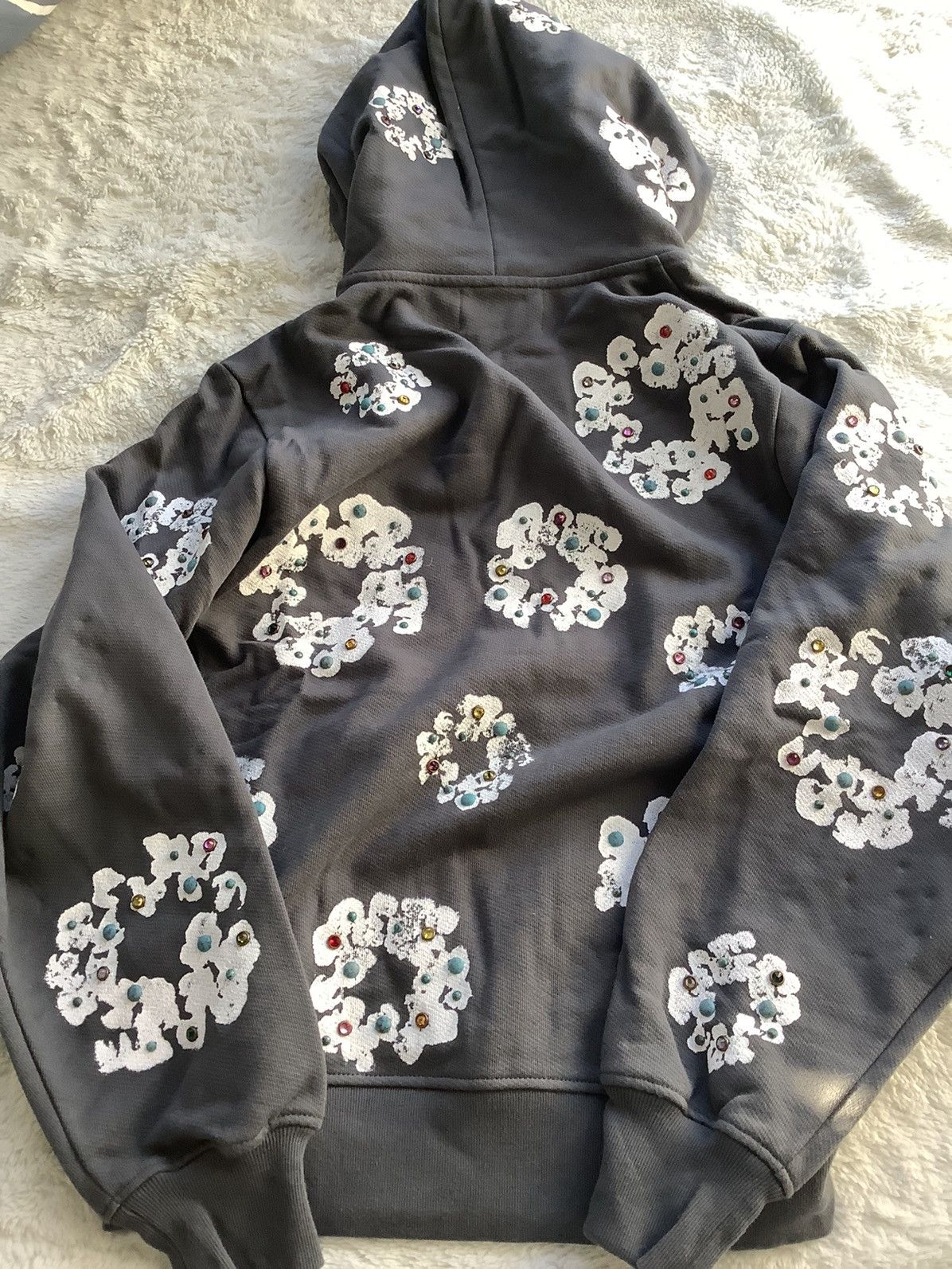 DENIM TEARS Denim tears vintage wash rhinestone zip up hoodie | Grailed