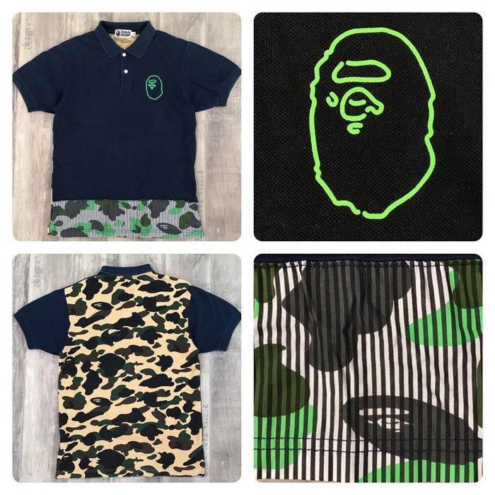 Bape BAPE 1st camo yellow × navy polo shirt | Grailed
