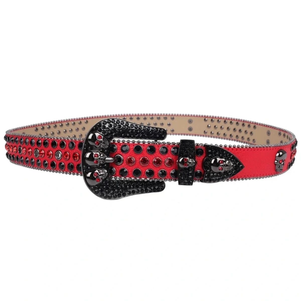 Skulls ♥Rare Red Color Rhinestone Belt Skull Leather | Grailed