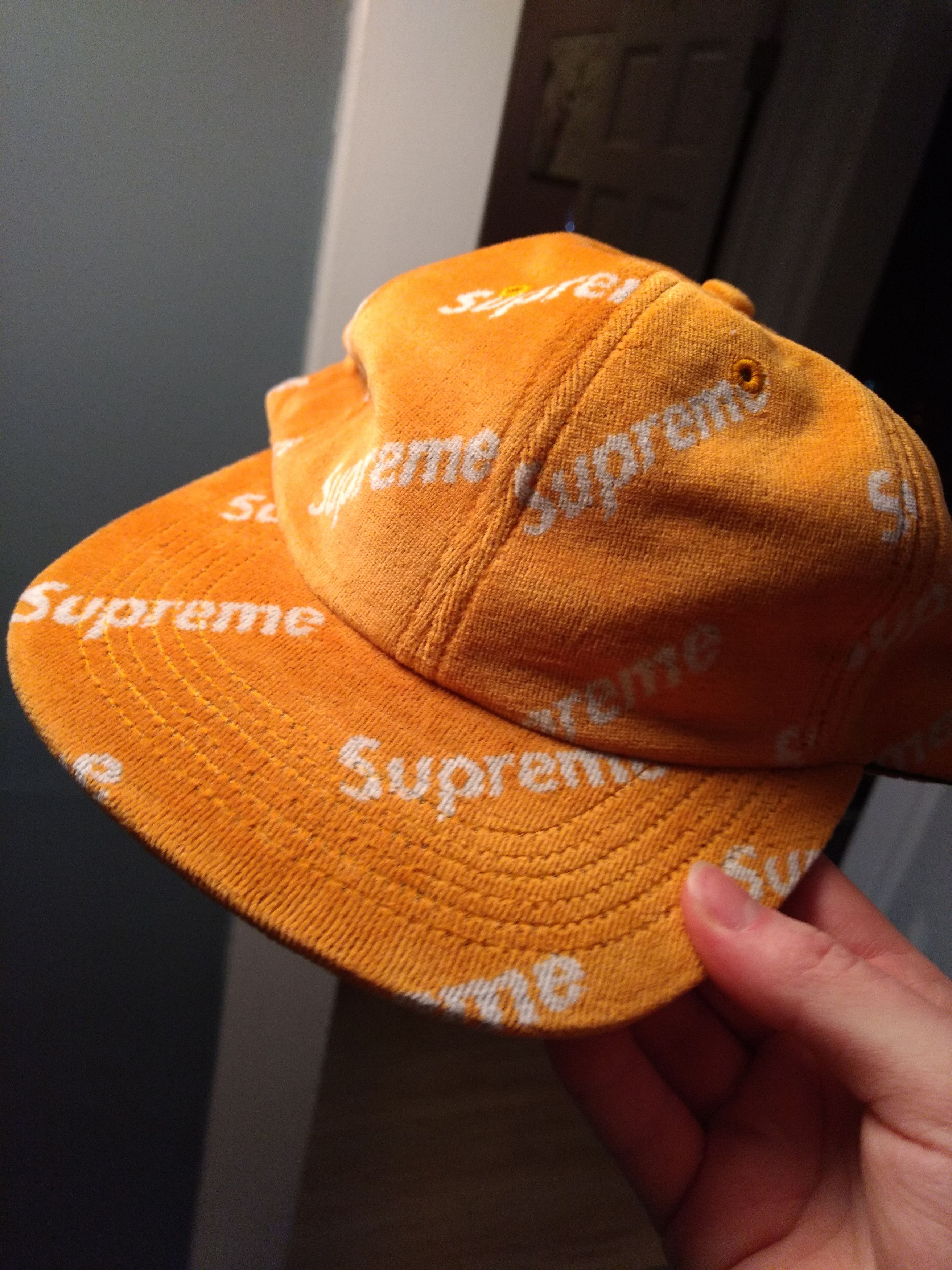 Supreme Orange Velour Diagonal Logo 6-Panel | Grailed