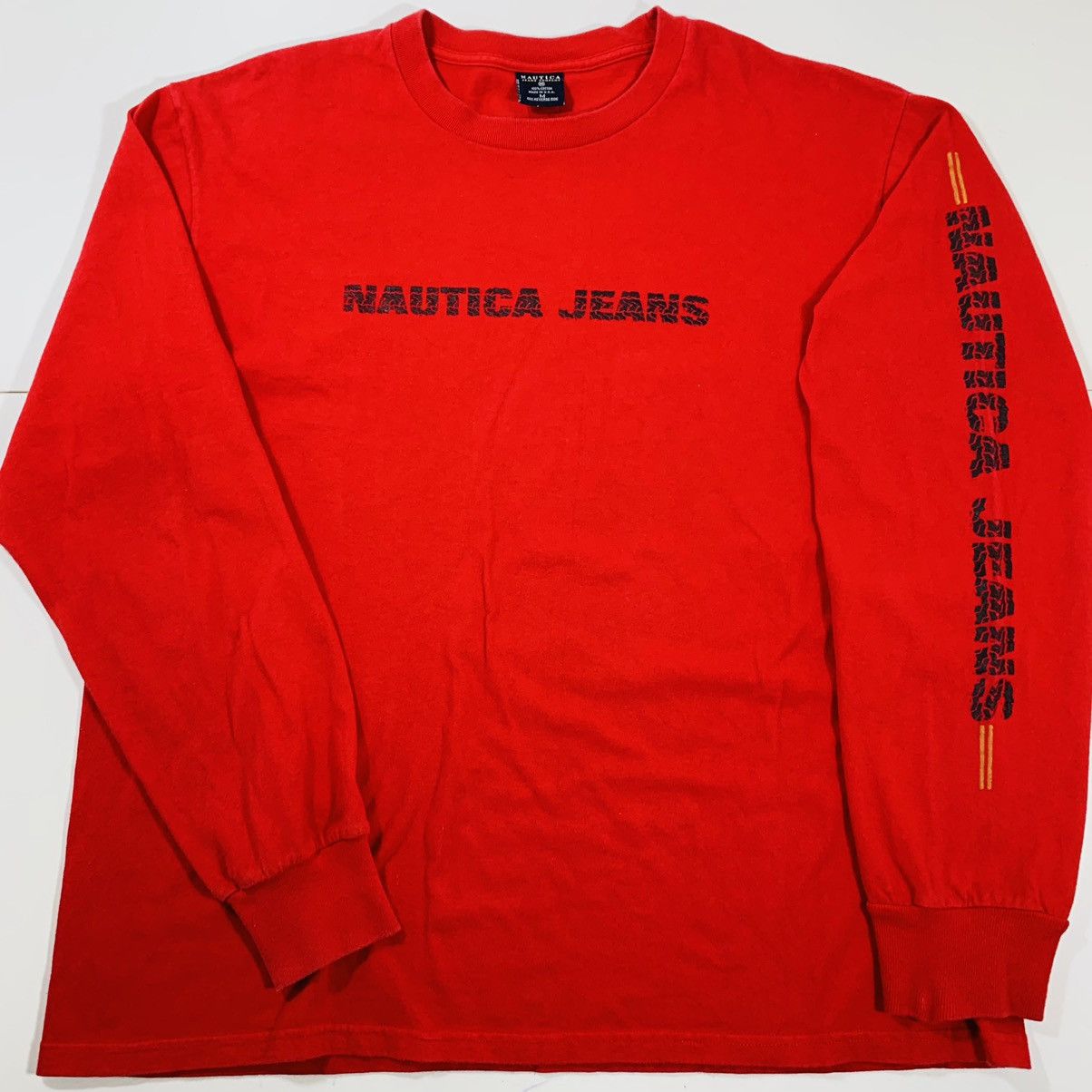Nautica × Streetwear × Vintage Vtg 90s Nautica Jeans Logo Red Long ...