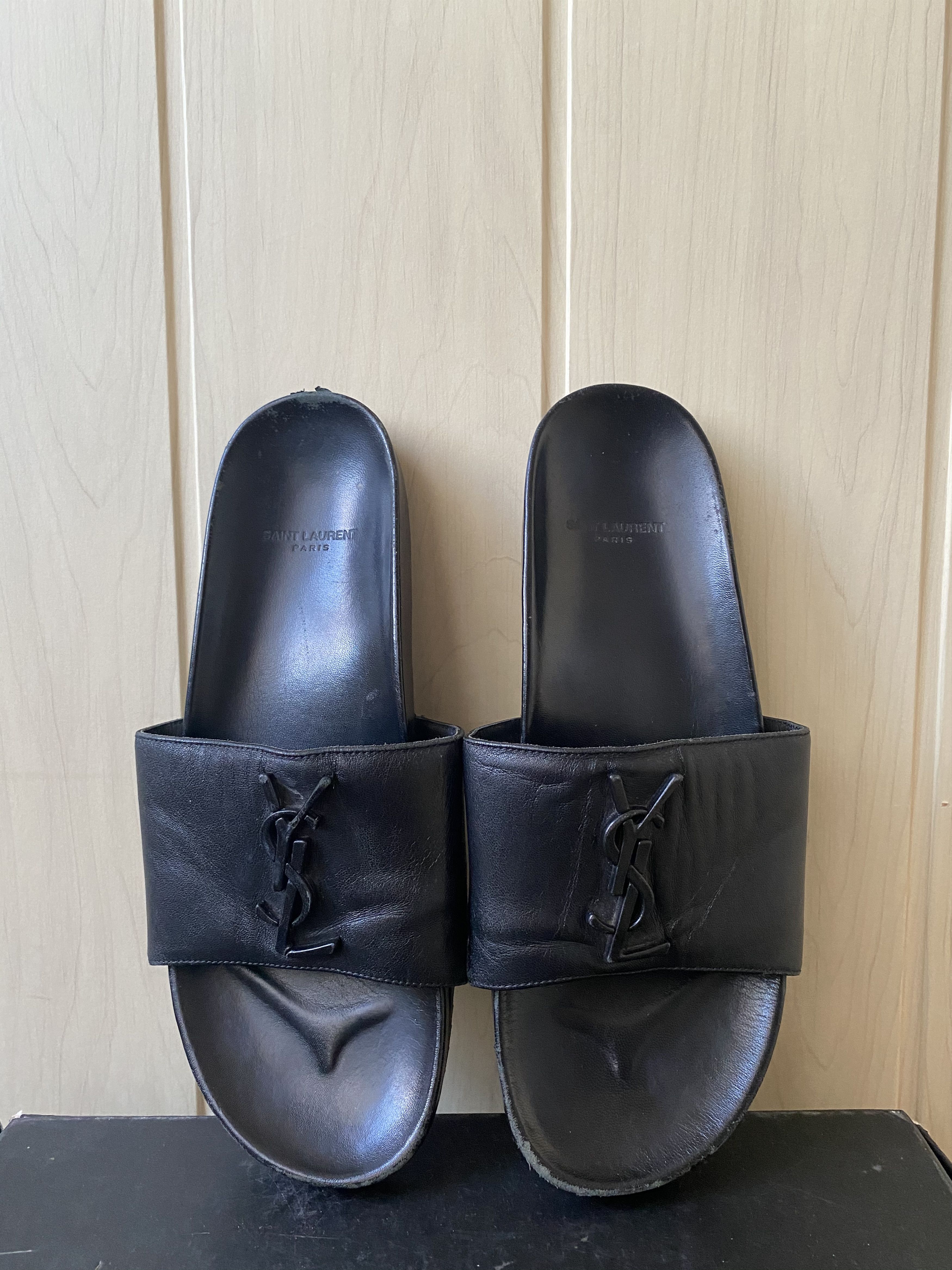 Saint Laurent Paris Saint Laurent YSL leather slides | Grailed
