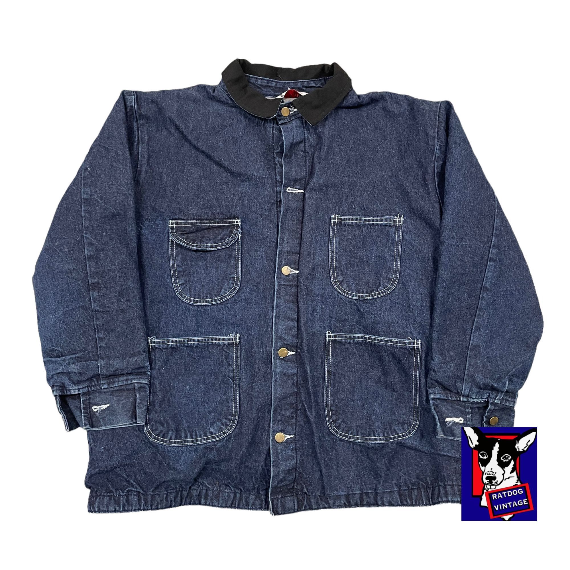 Vintage 80s VTG Blue Denim Prison Chore Jacket Wool Lined Bob Barker | Grailed