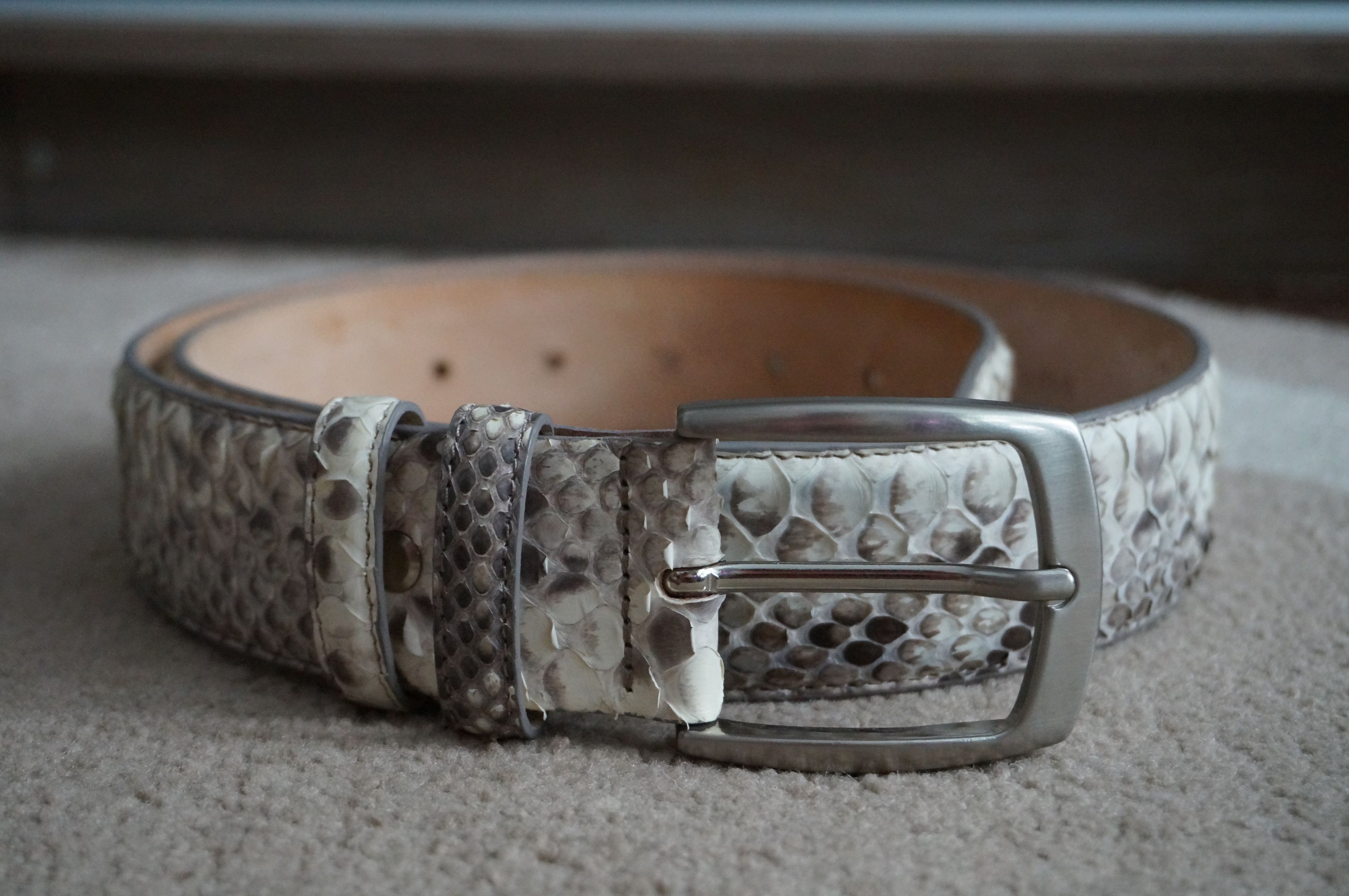 Genuine Leather × Luxury Vero Pitone Python Leather Belt. Made in Italy ...