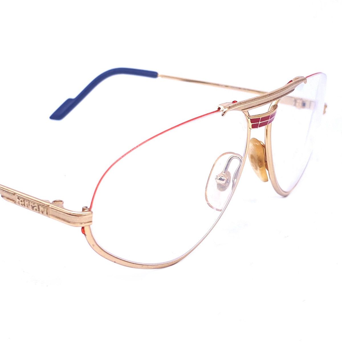 Ferrari × Vintage Ferrari F5 golden aviators with red enamel & nylor ...
