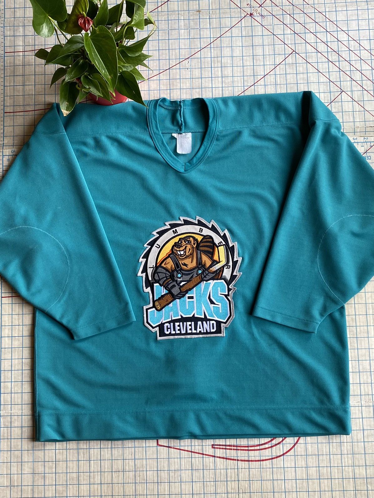 Vintage Cleveland Lumberjacks Bauer Pro Hockey Jersey Turquoise IHL ...