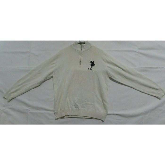 U.S. Polo Assn. US Polo Assn XL USPA Logo White 1/4 Zip Pullover ...