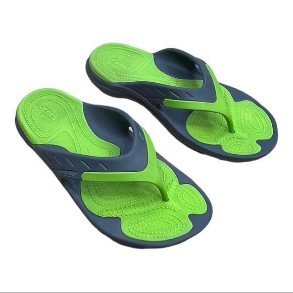 Crocs Mens 6 Womens 8 Crocs MODI Flip Flop Sandals Grey Green SEF0 ...