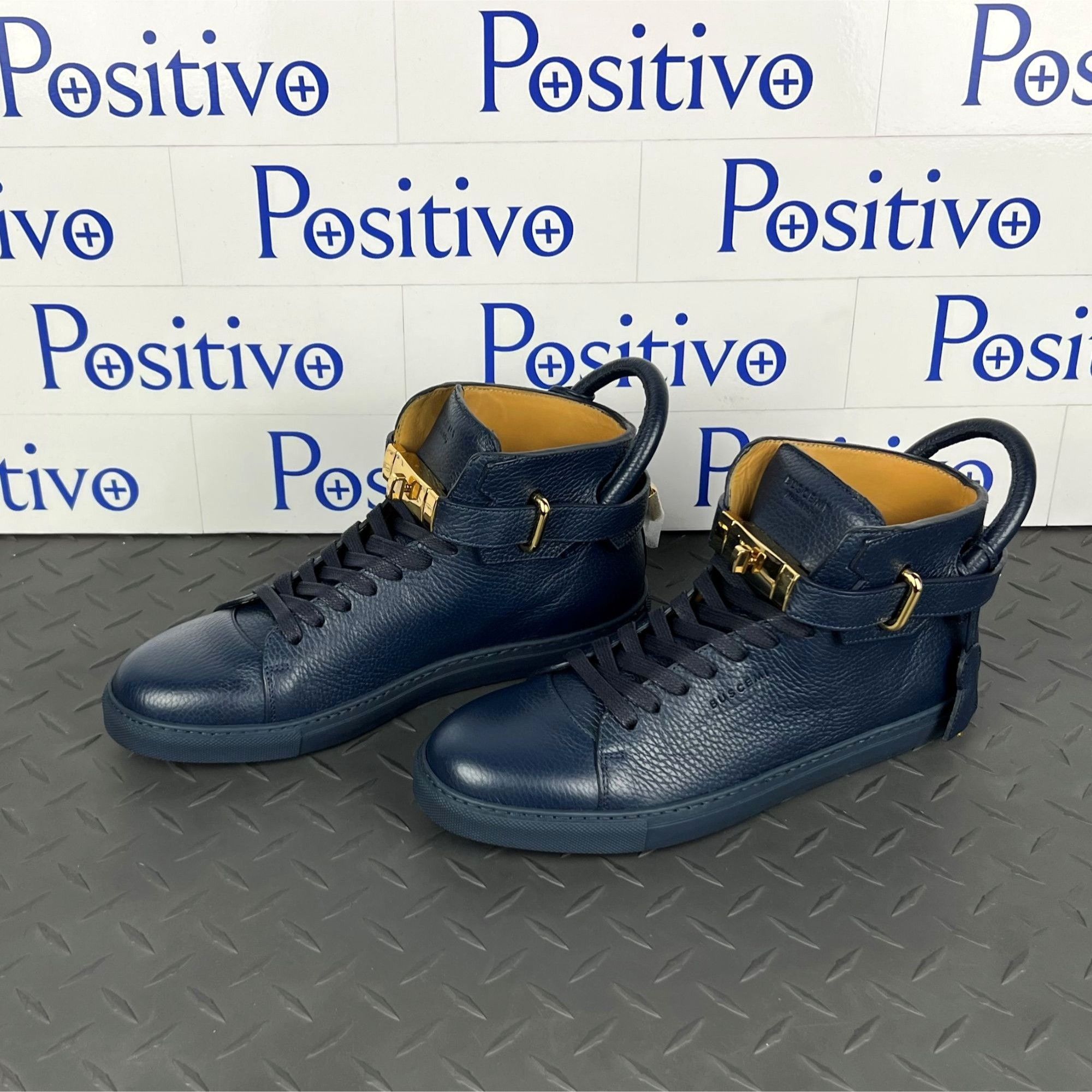 Buscemi Buscemi Mens 100MM Oceano Blue Leather Sneakers US 10 SAMPLE ...