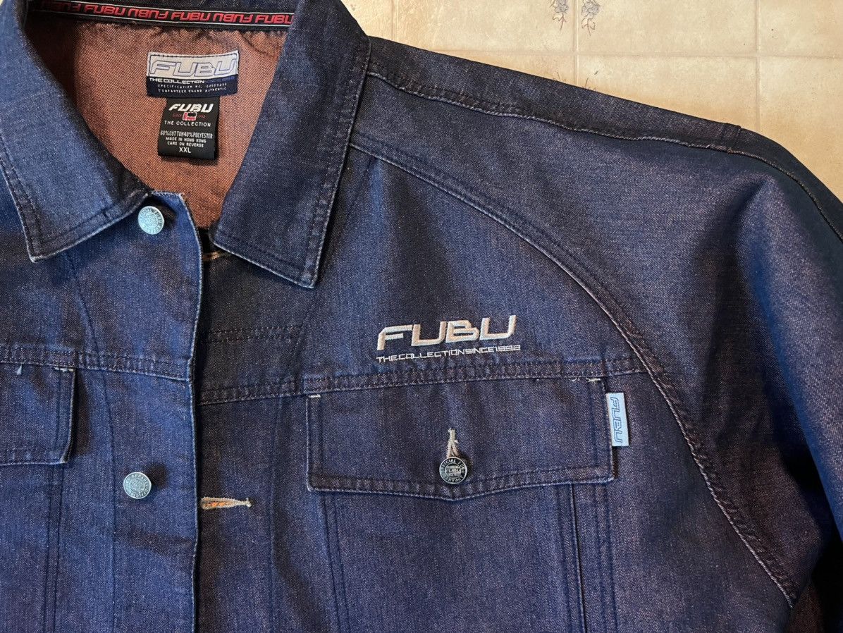 Fubu × Streetwear × Vintage FUBU VINTAGE DENIM JACKET RARE - 1992 BLUE/ORANGE TINT | Grailed