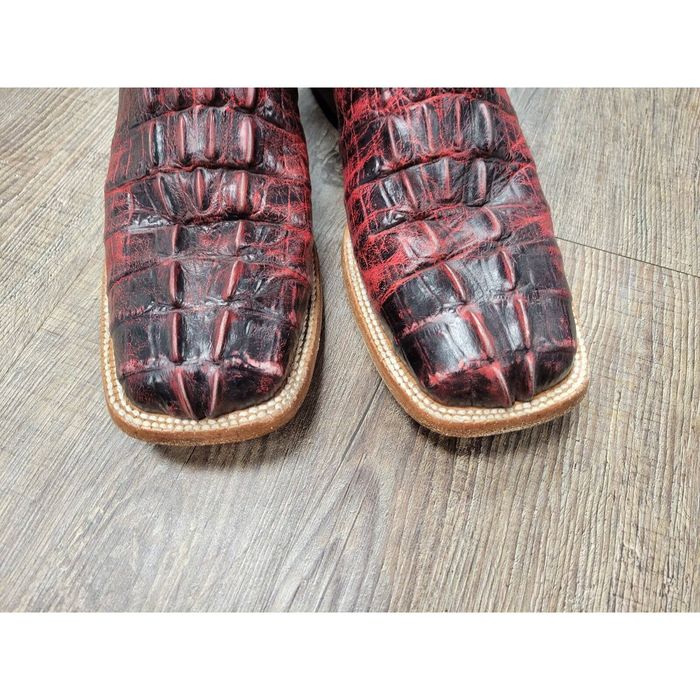 Other Cavenders Red Beige Mens Alligator Leather Square Boots 8.5D ...
