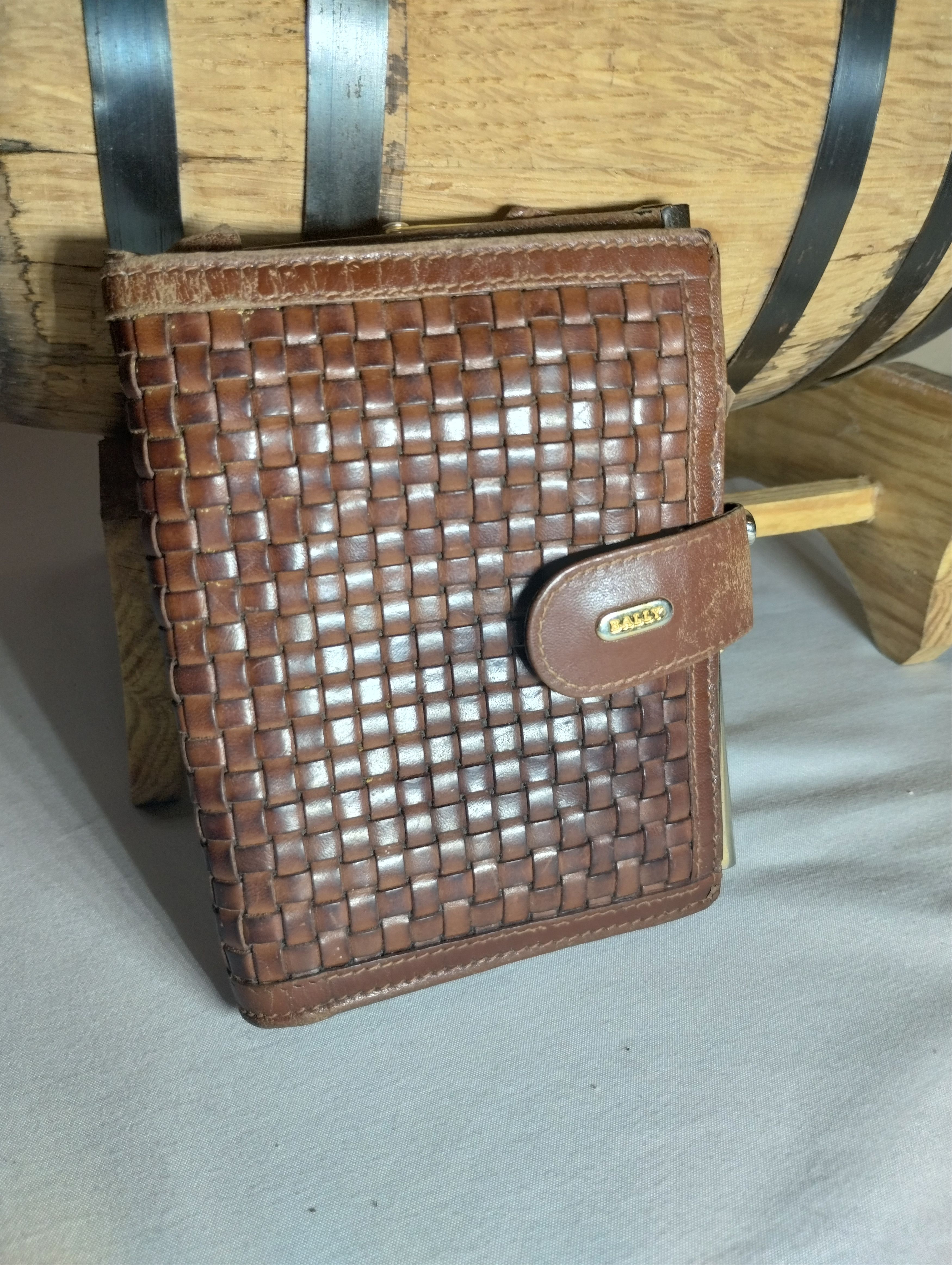 Bally Vintage Bally wallet with brown woven leather | Grailed