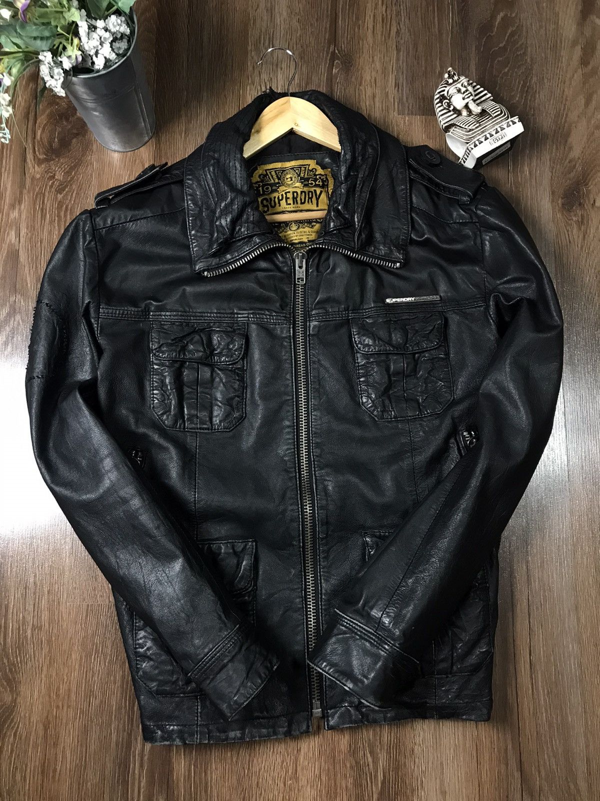 Leather Jacket × Superdry Super Dry Leather jacket Moto | Grailed