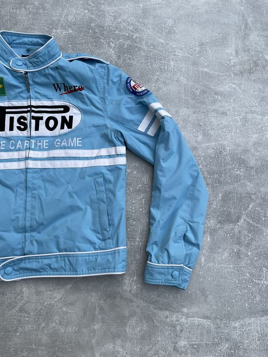 Vintage BABY BLUE RACING JACKET MOTO BOMBER FISTON NASCAR | Grailed