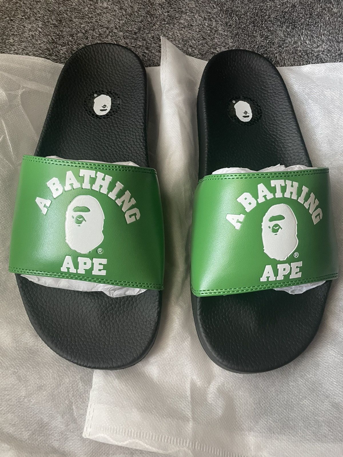 Bape Bape green slides | Grailed