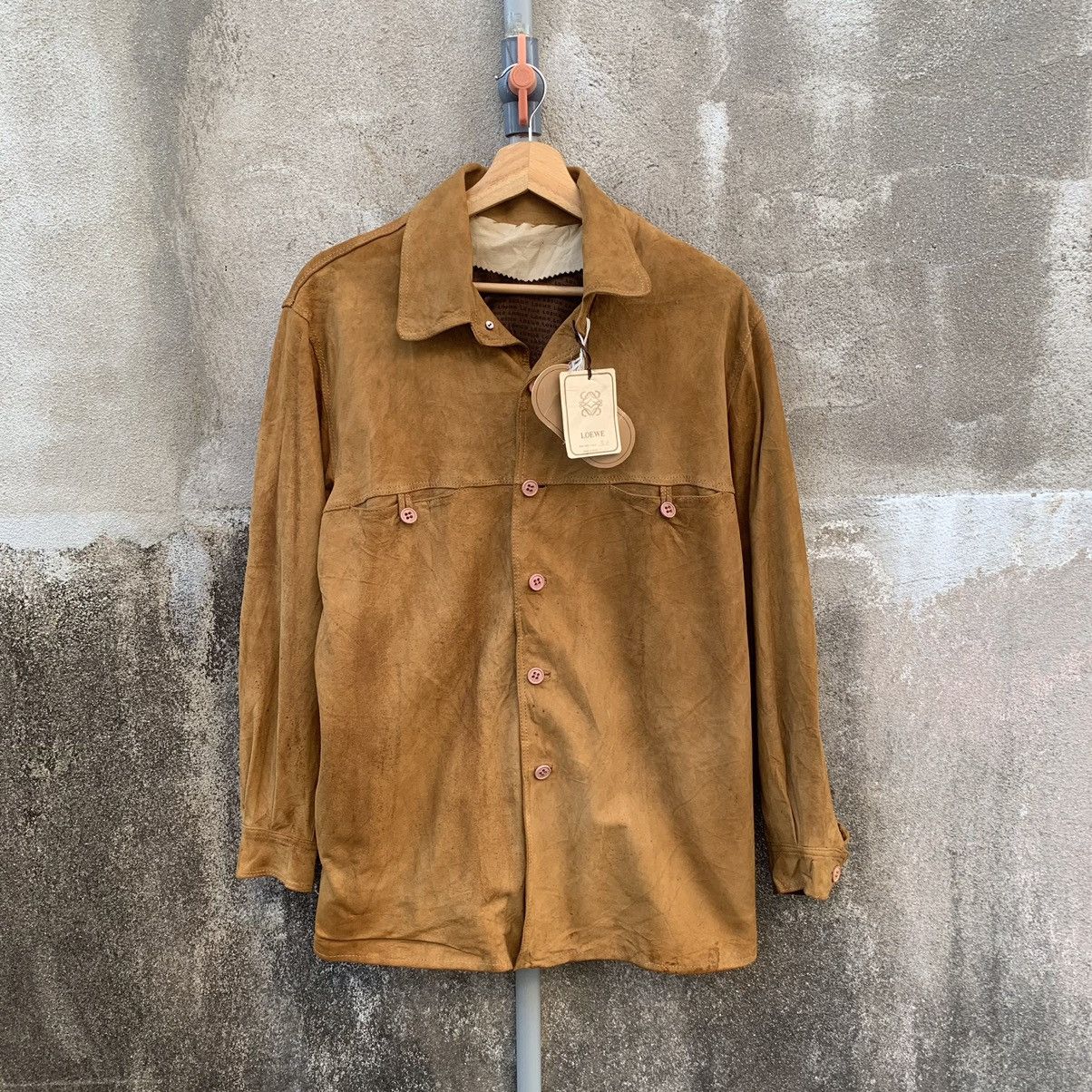 Loewe × Rare × Vintage 💥STEALS! LOEWE MONOGRAM TAN LEATHER SUEDE BUTTON ...