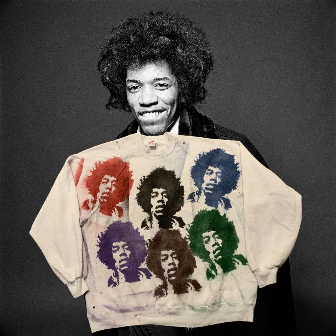 Jerzees × Jimi Hendrix × Vintage Jimi Hendrix 1Of1 Afro Art Painted ...