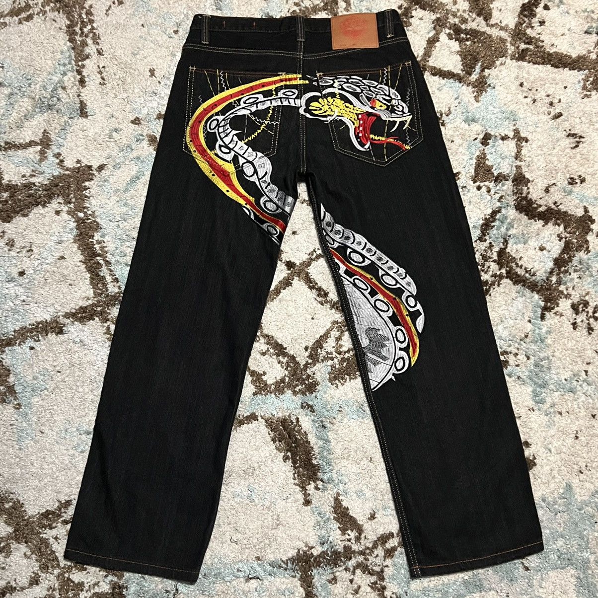 Vintage Vintage Ed Hardy Snake Embroidered Black Jeans Lot 2009 | Grailed