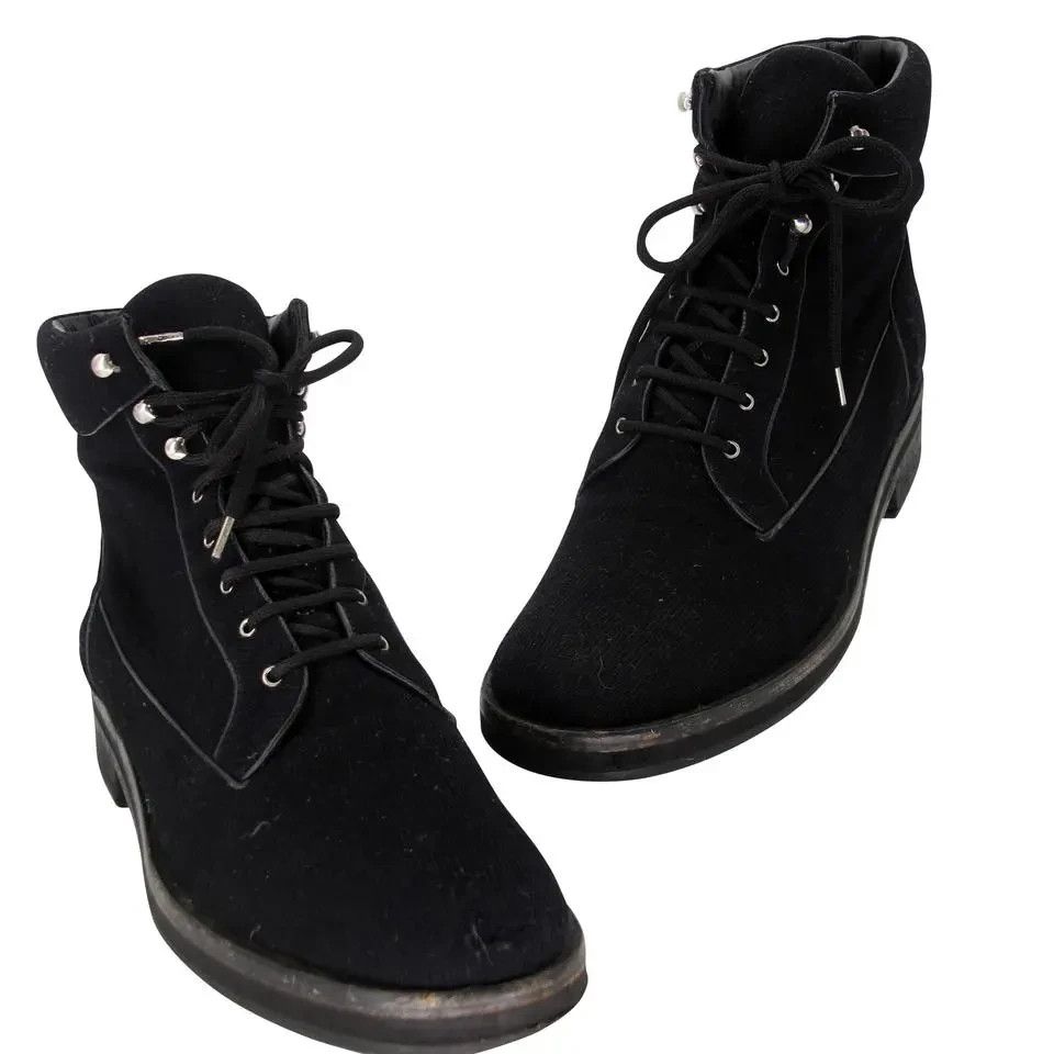Chanel Black Men's Commando Leather Combat Lace Up Boots/Booties | Grailed