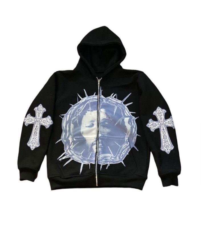 Archival Clothing × Japanese Brand × Streetwear 777 Jesus Zip Up Hoodie ...