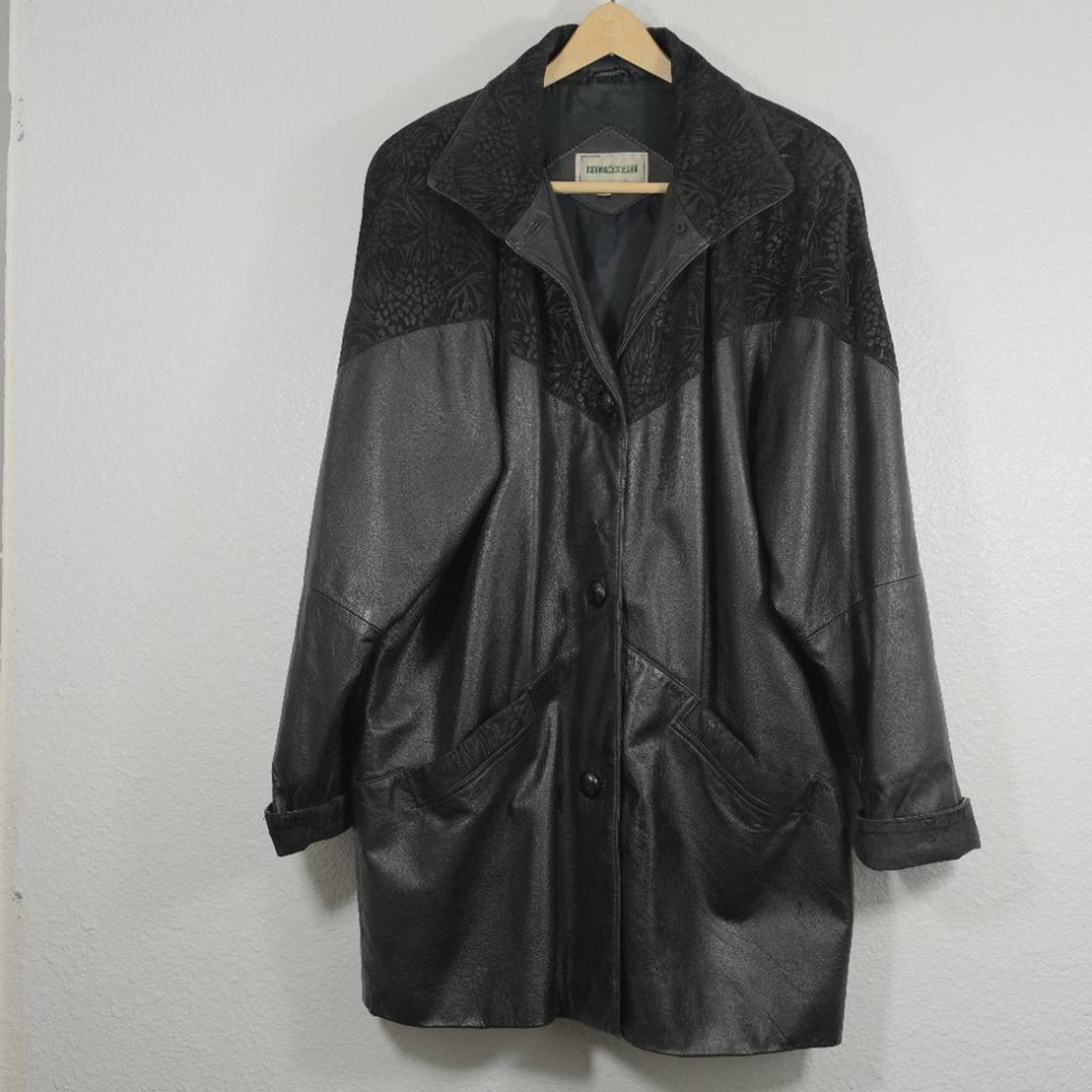 Vintage Fitz-Wright Leather & Floral Embossed Suede Jacket Large | Grailed