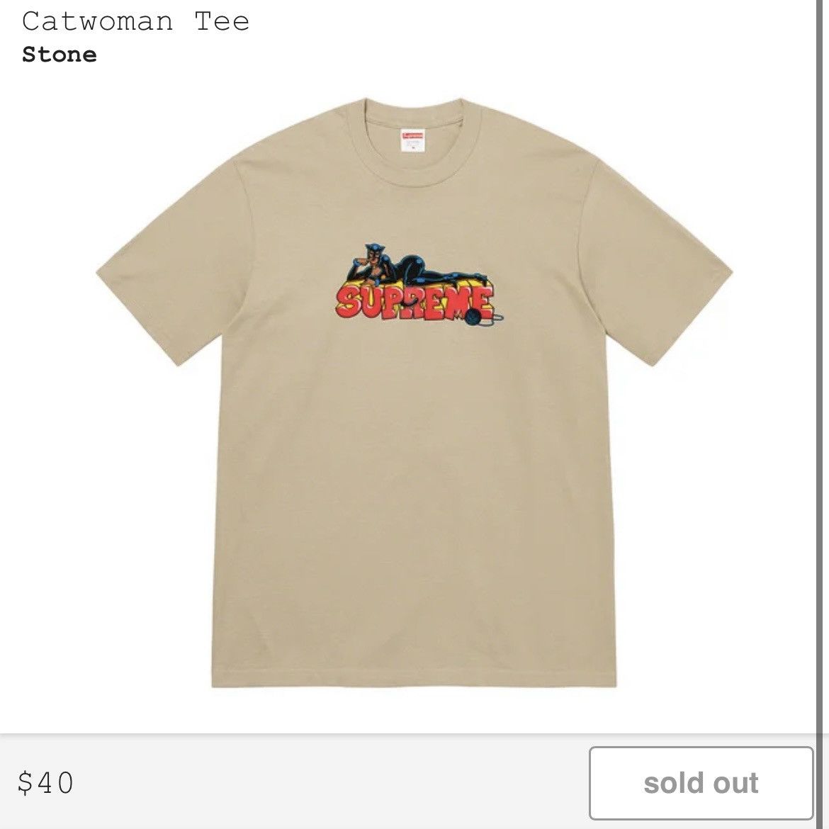 Supreme Supreme cat woman catwoman sean cliver stone t shirt | Grailed