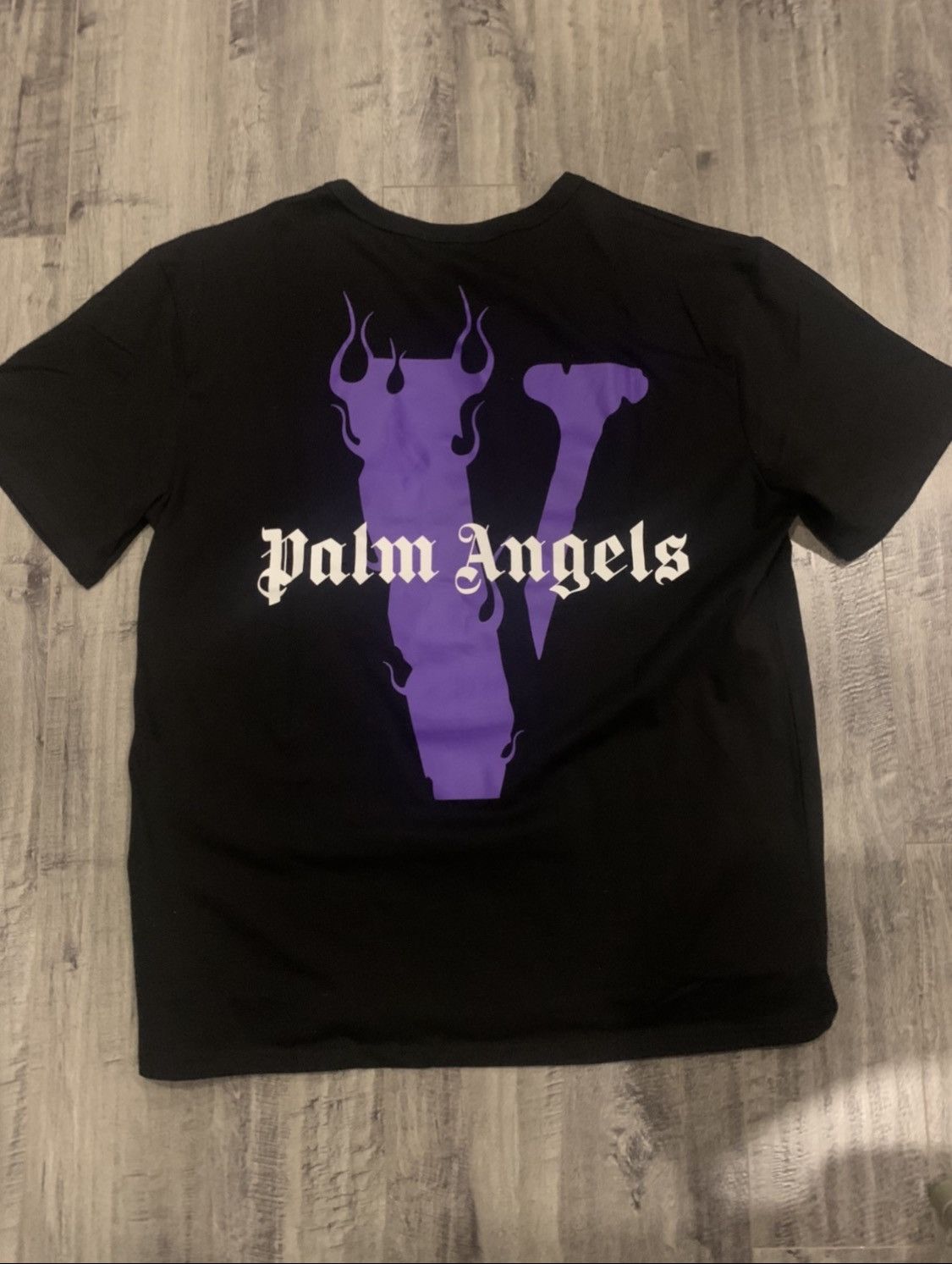 Palm Angels × Vlone Vlone x Palm Angels T-Shirt Black/Purple | Grailed
