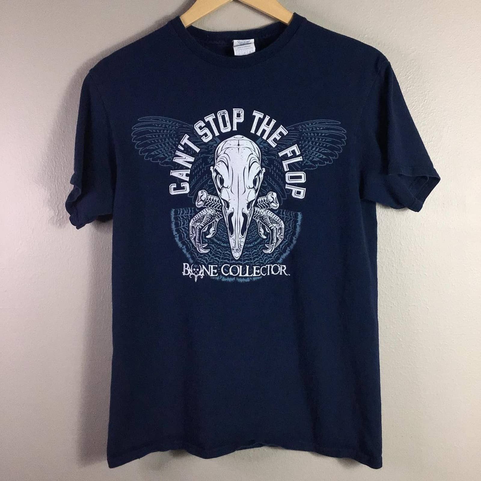 Delta Bone Collector T Shirt Can’t Stop The Flop Navy Goth Emo Med ...