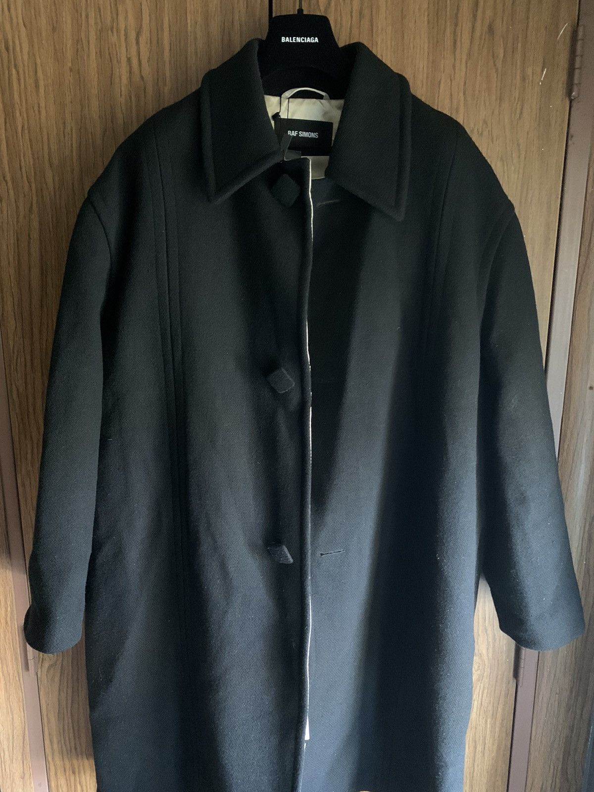 Raf Simons Raf Simons FW18 Black Runway Classic Coat with Seams | Grailed