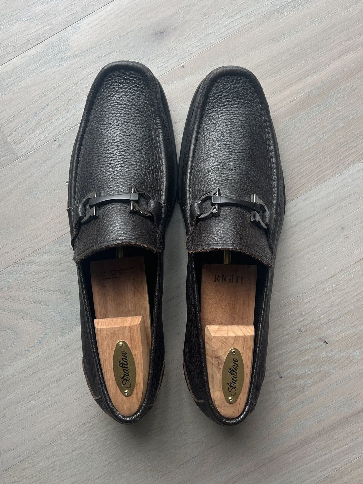 Salvatore Ferragamo Grandioso Brown Pebbled Leather Bit Loafer | Grailed