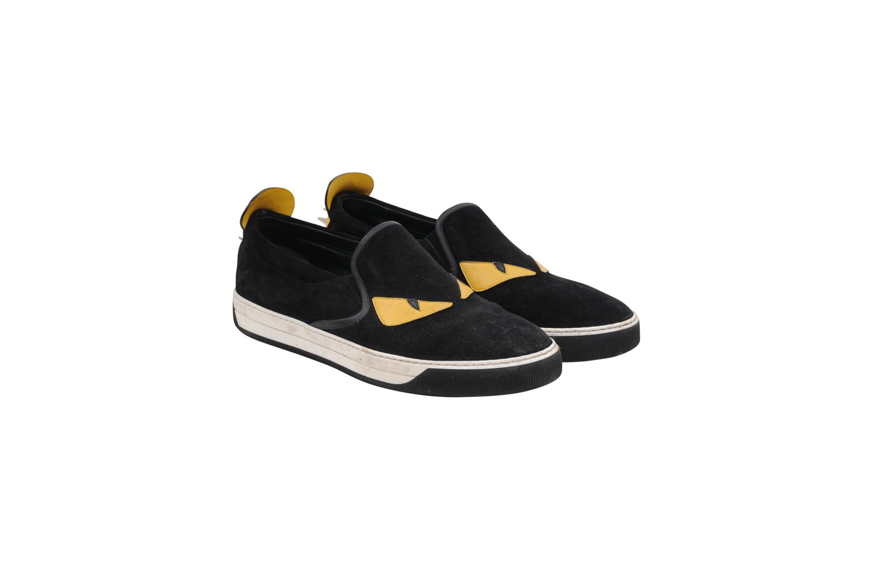 Fendi Monster Eyes Low Top Spike Sneakers Black Yellow | Grailed