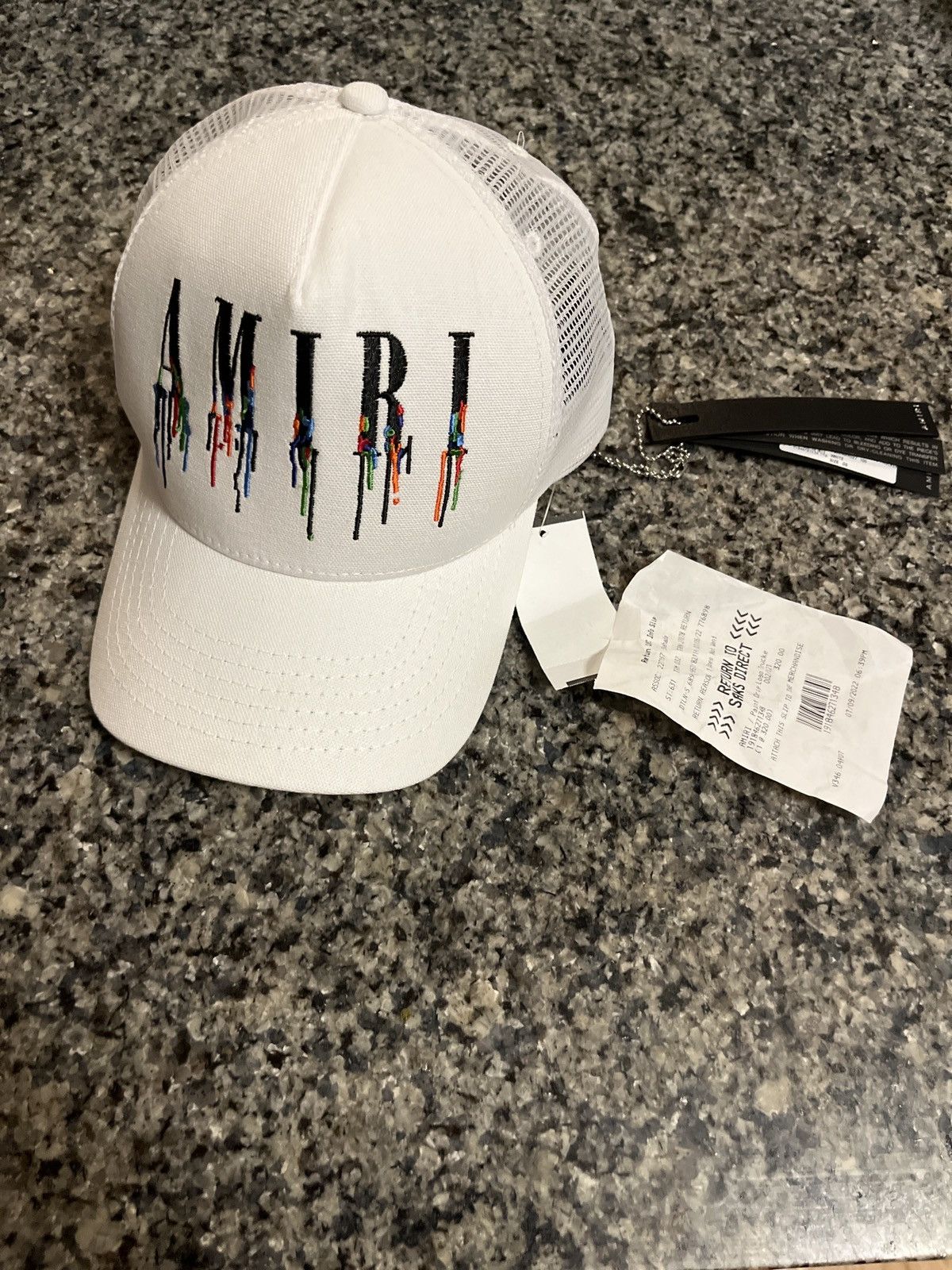 Amiri Paint drip core logo trucker | Grailed