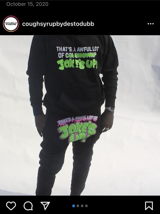 Designer Awful Lot of Cough Syrup Sweatpants Runtz Jokes Up Collab ...