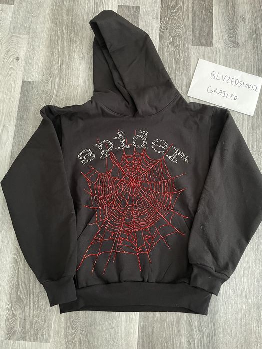 Spider Worldwide Spider Worldwide Rhinestone Black Hoodie | Grailed