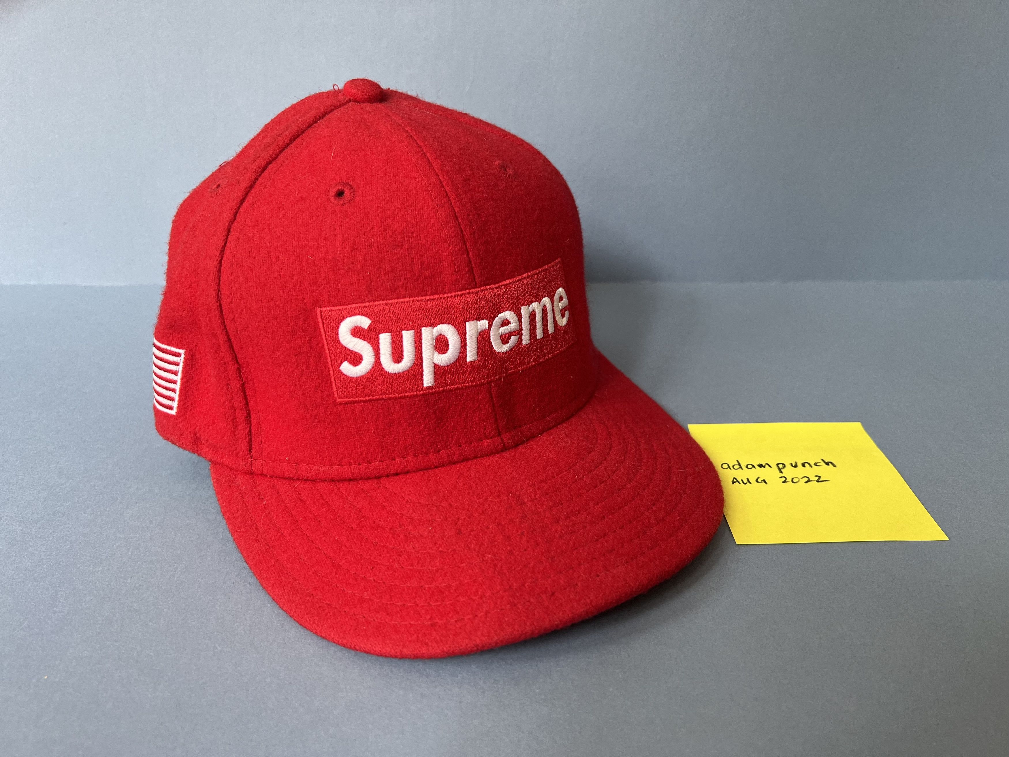 Supreme New Era 7 1/4 RED WOOL World Famous Box Logo Hat | Grailed