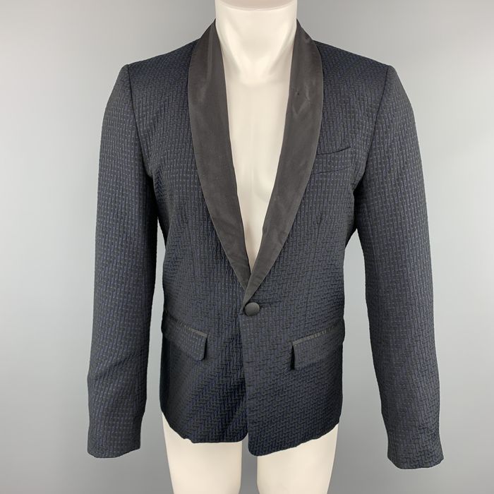 Mr. Turk Textured Black & Navy Polyester Blend Sport Coat | Grailed