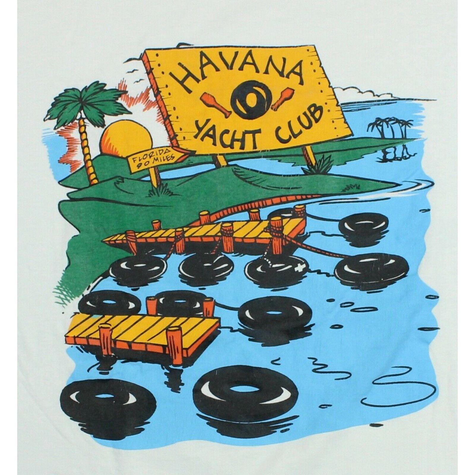 Vintage VTG 90s Cuba Havana Yacht Club Miami Florida Refugee Inner Tube ...
