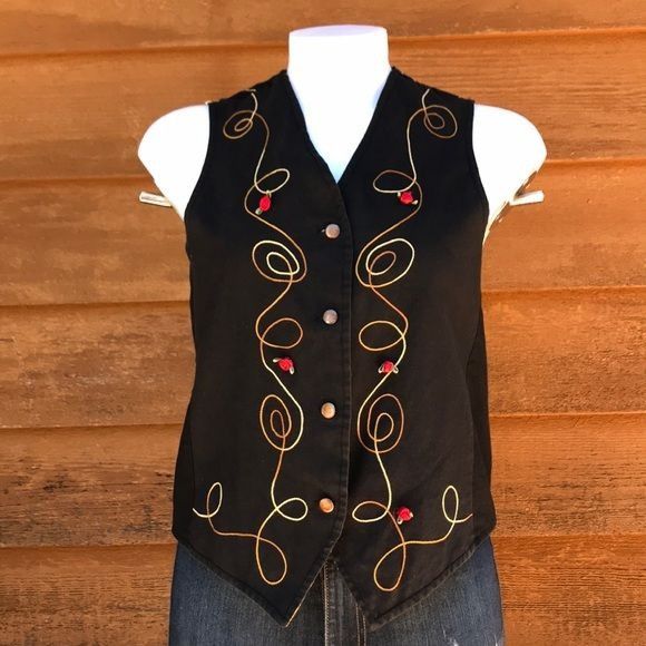 Roper Vintage Roping Cowgirl Vest Black Embroidered | Grailed