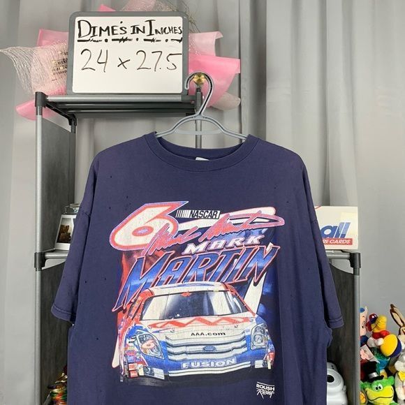 Vintage 90s Vintage Nascar Mark Martin Roush Racing Thrased Double S ...