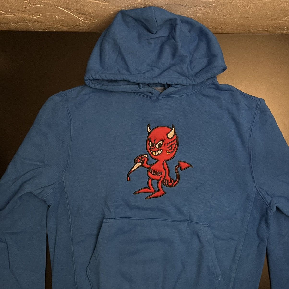 Ransom Clothing Ransom Ronnie Embroidered Devil Logo Hoodie - Blue LG ...