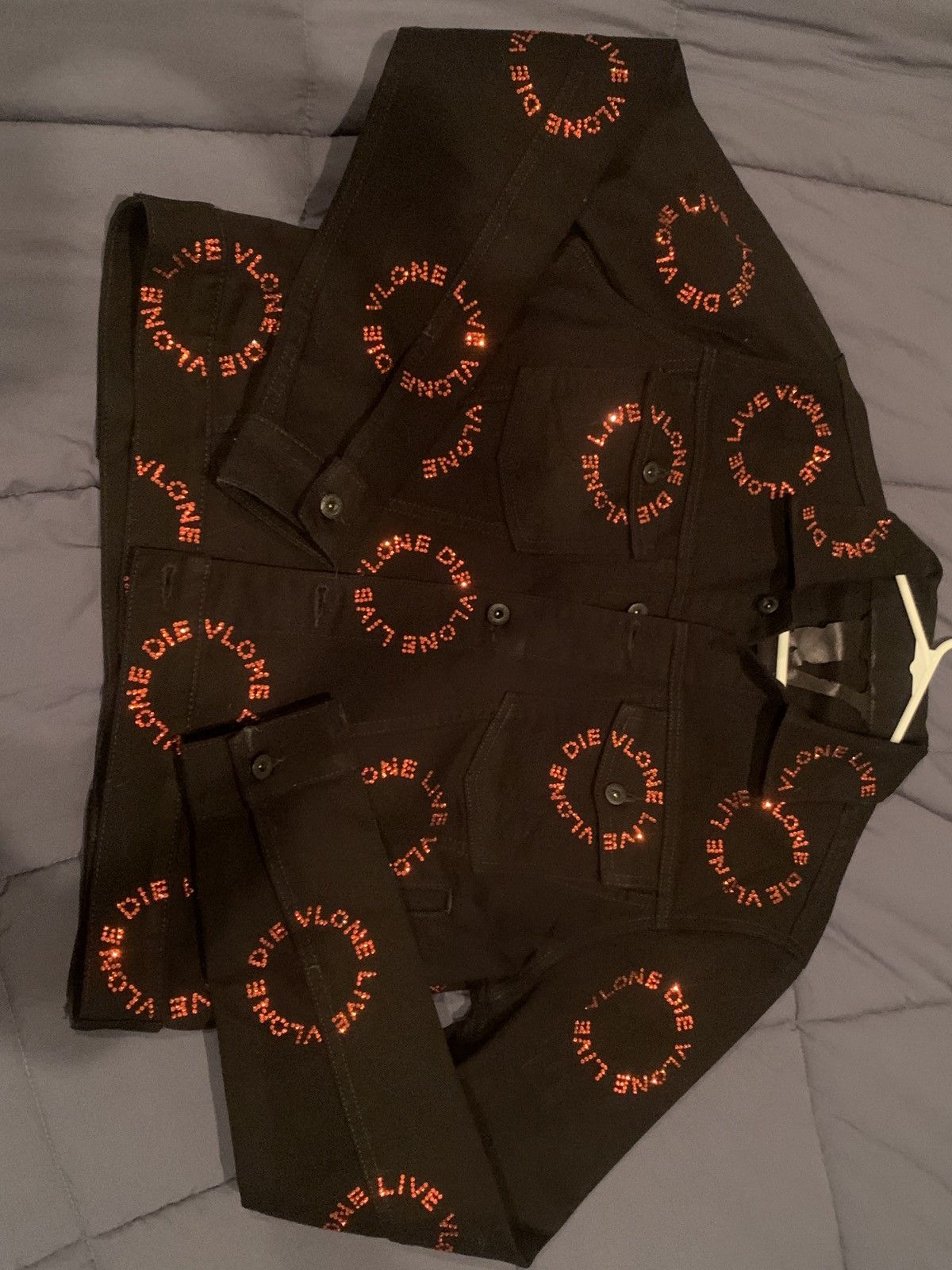 Vlone VLONE ORANGE RHINESTONE JACKET LIVE LOVE VLONE RARE | Grailed