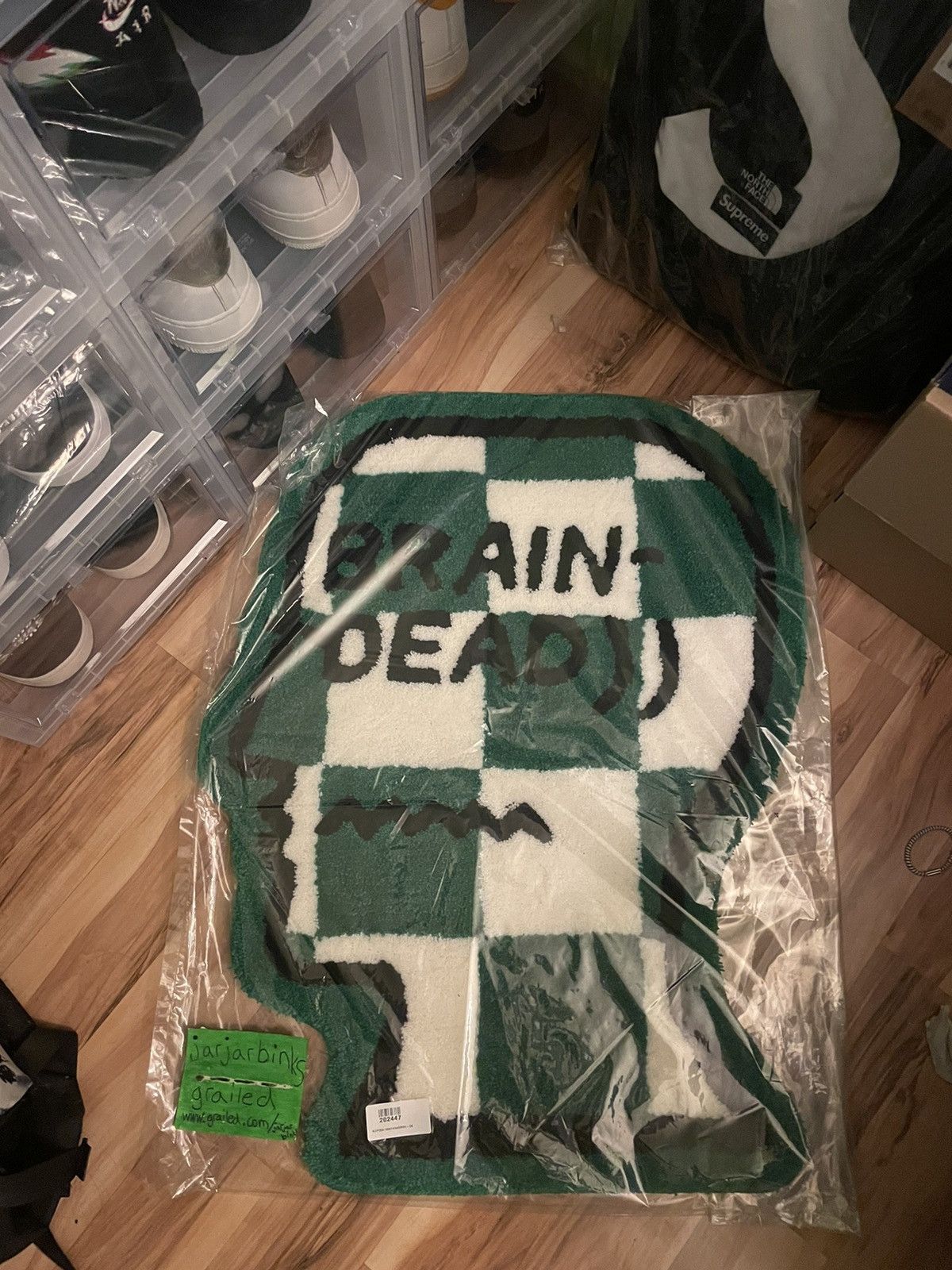 Brain Dead RARE Brain Dead Logo Head Checkered Rug Green in packaging ...